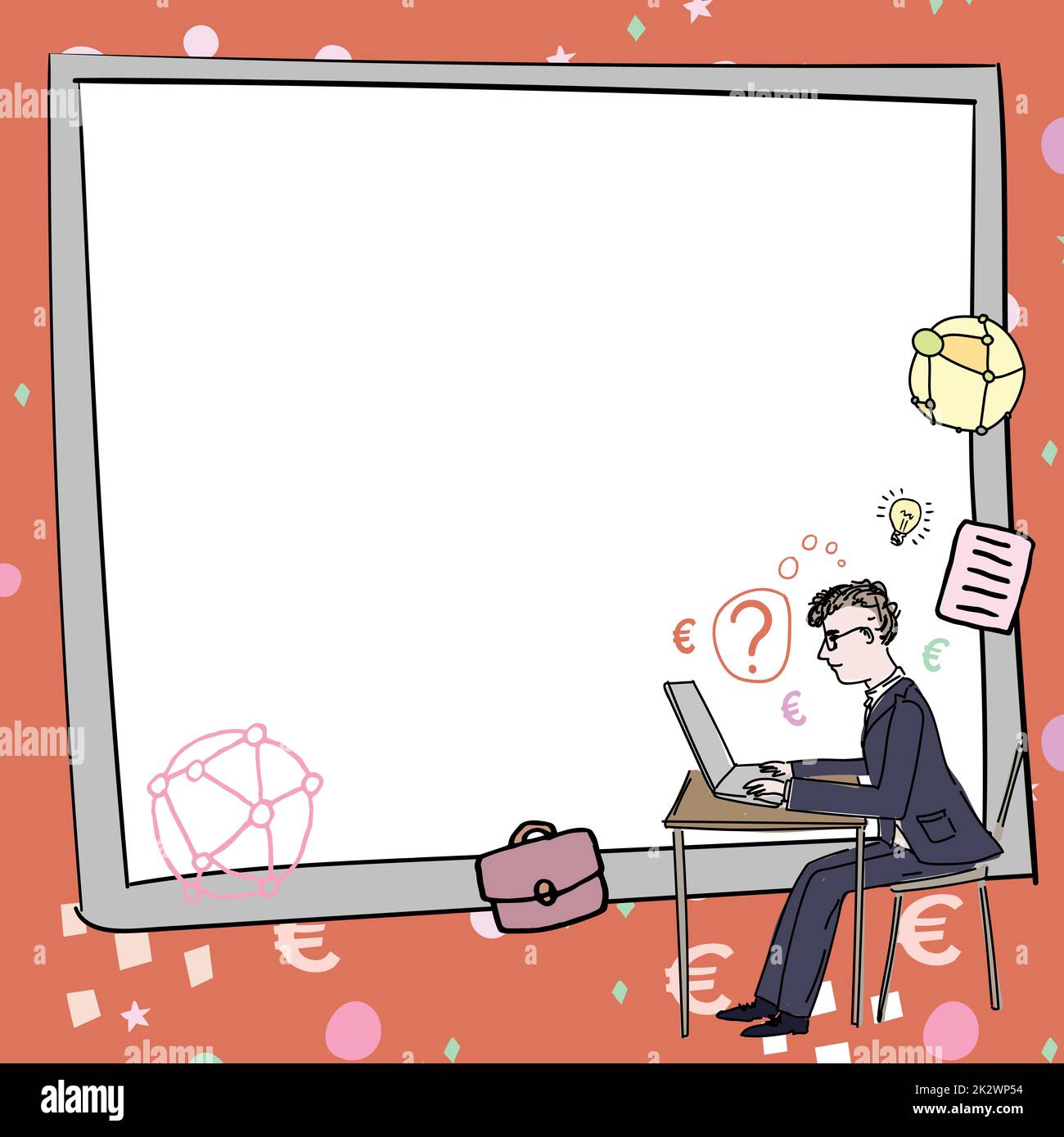 Cartoon man using computer in hi-res stock photography and images - Alamy