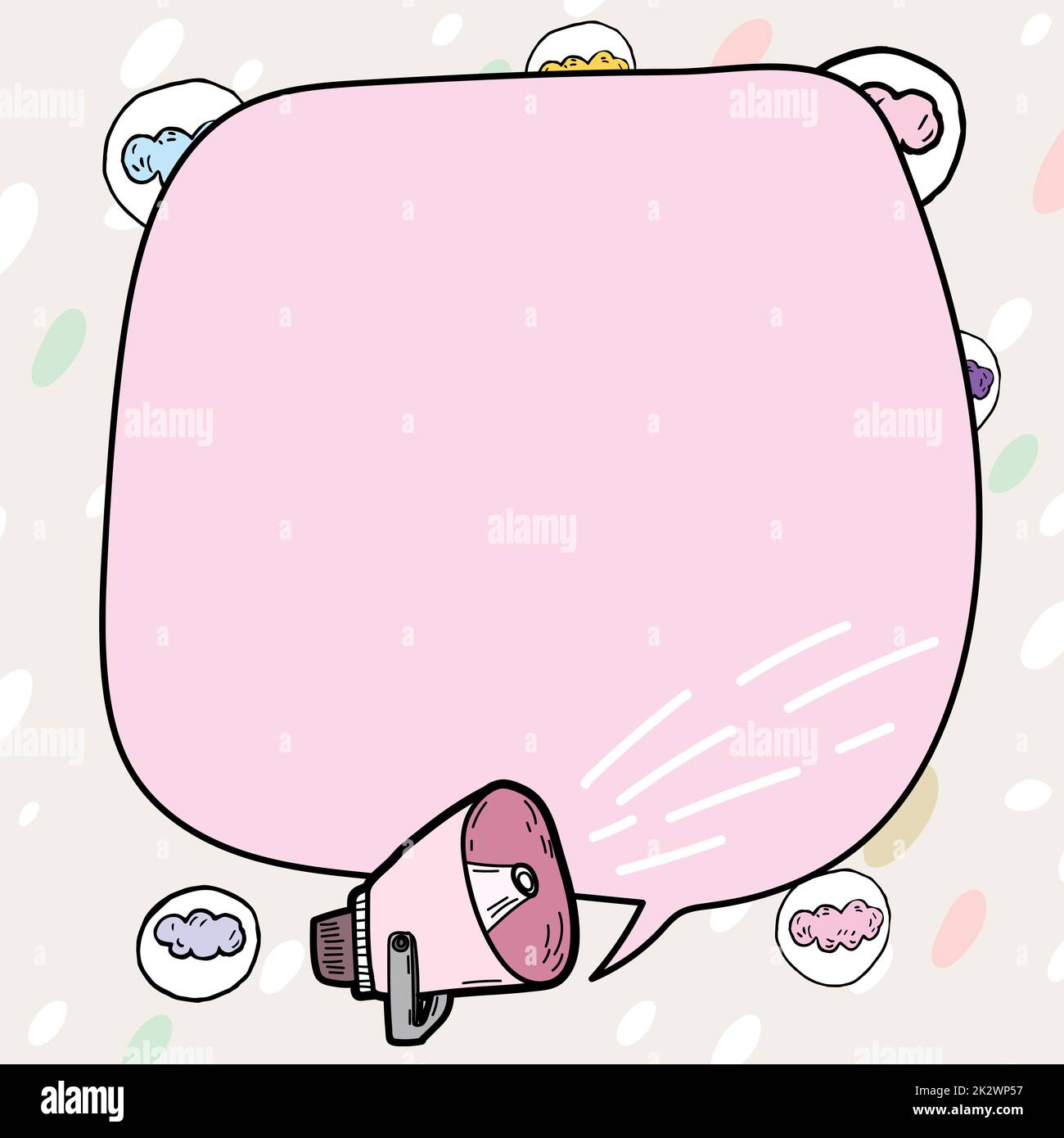 Poster decorated with speech symbols on edges representing speaker ...