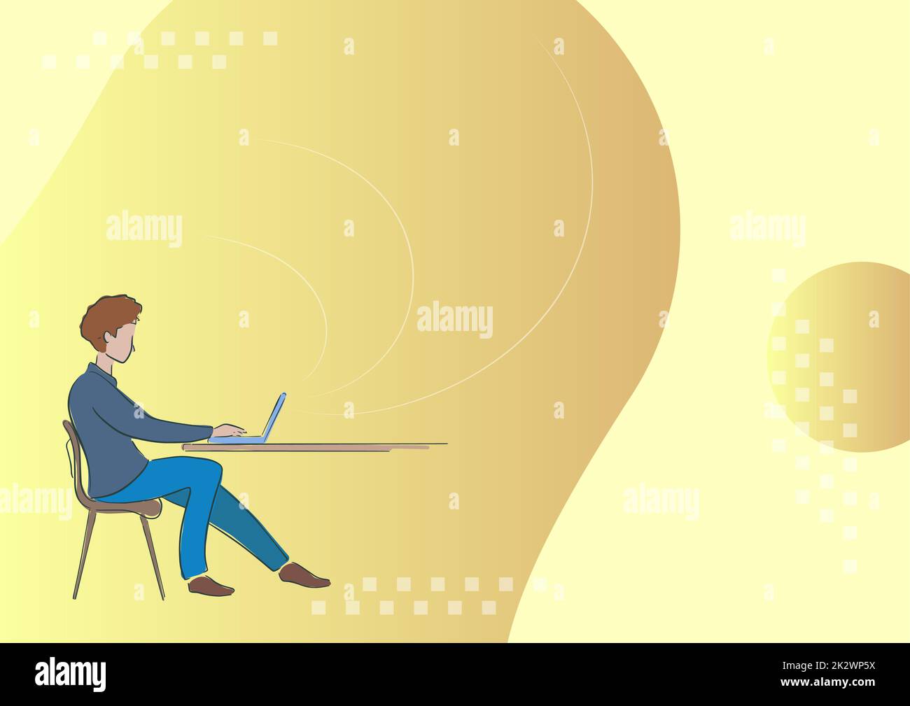 Person sitting desk using computer working towards reaching goals ...