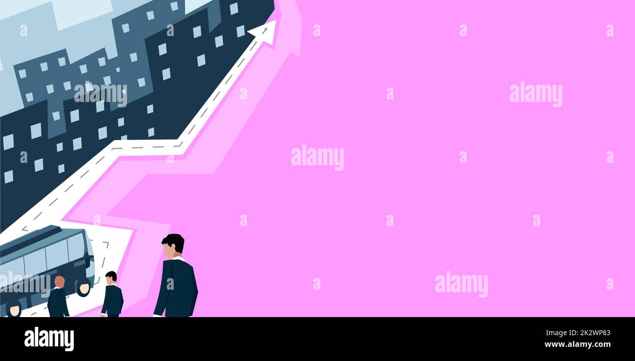 Teamwork for success. Bus business retreat trip for working ...