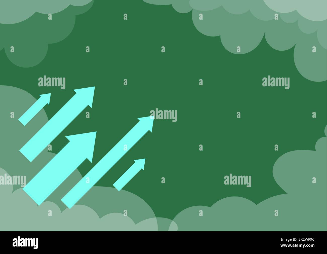 Arrows moving quickly towards sky surrounded with clouds representing ...