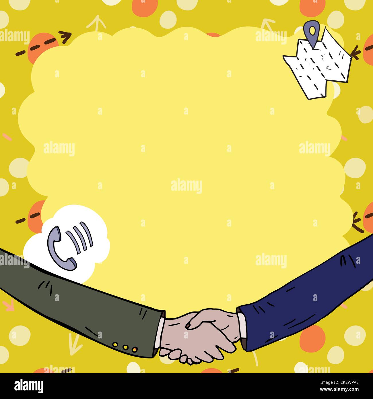 Blank frame decorated with communication harmony symbols. Empty poster ...