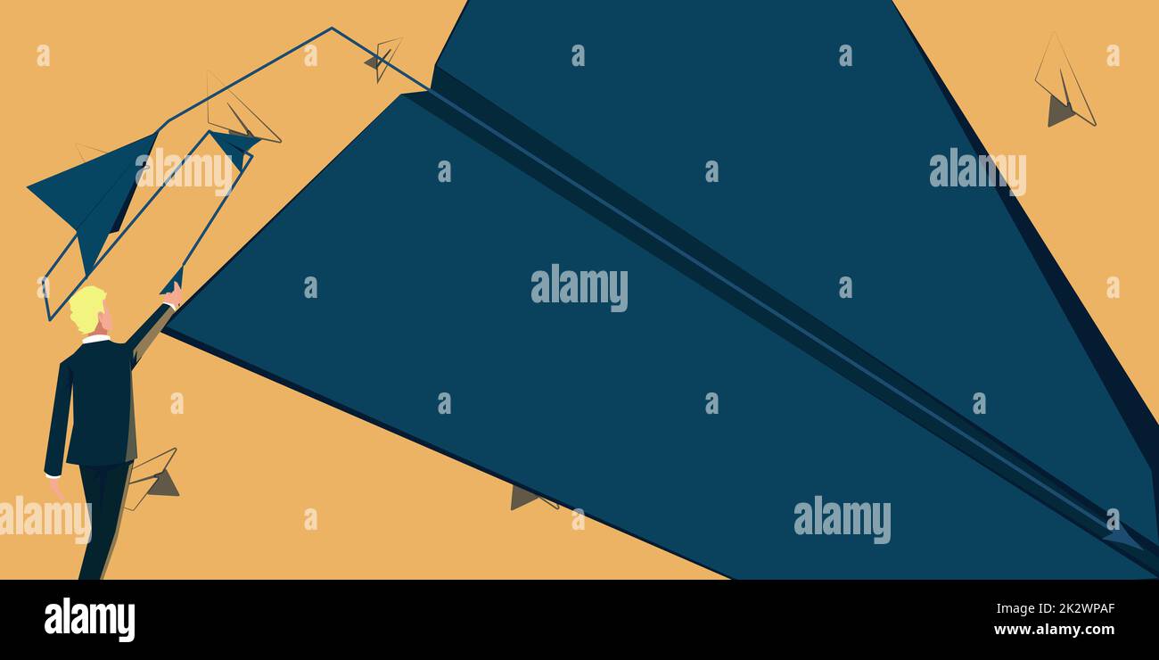 Man in suit sending paper airplane flying symbolizing creative thinking ...