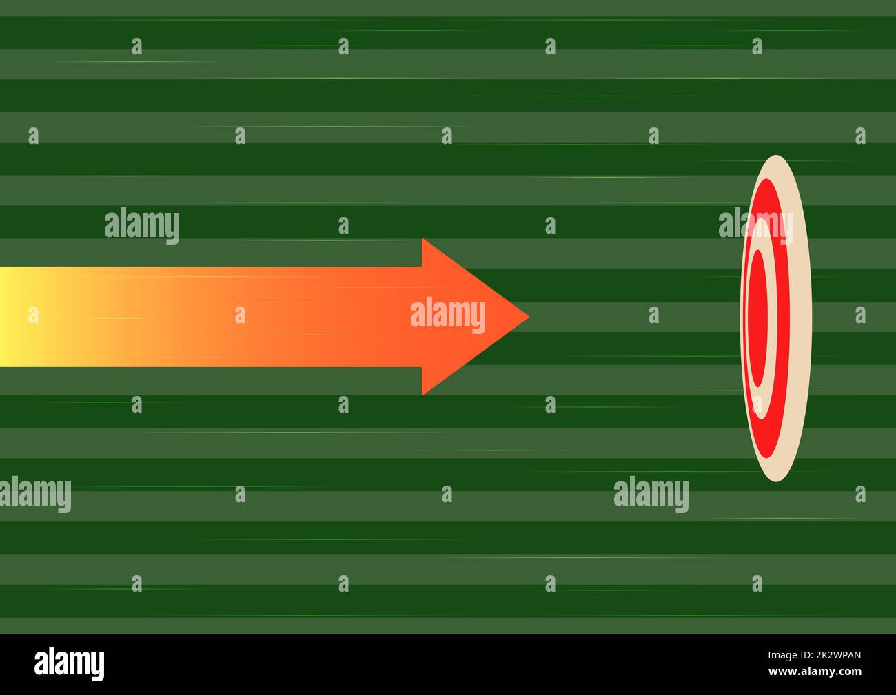 Arrow moving quickly towards aim target representing achieving goal ...