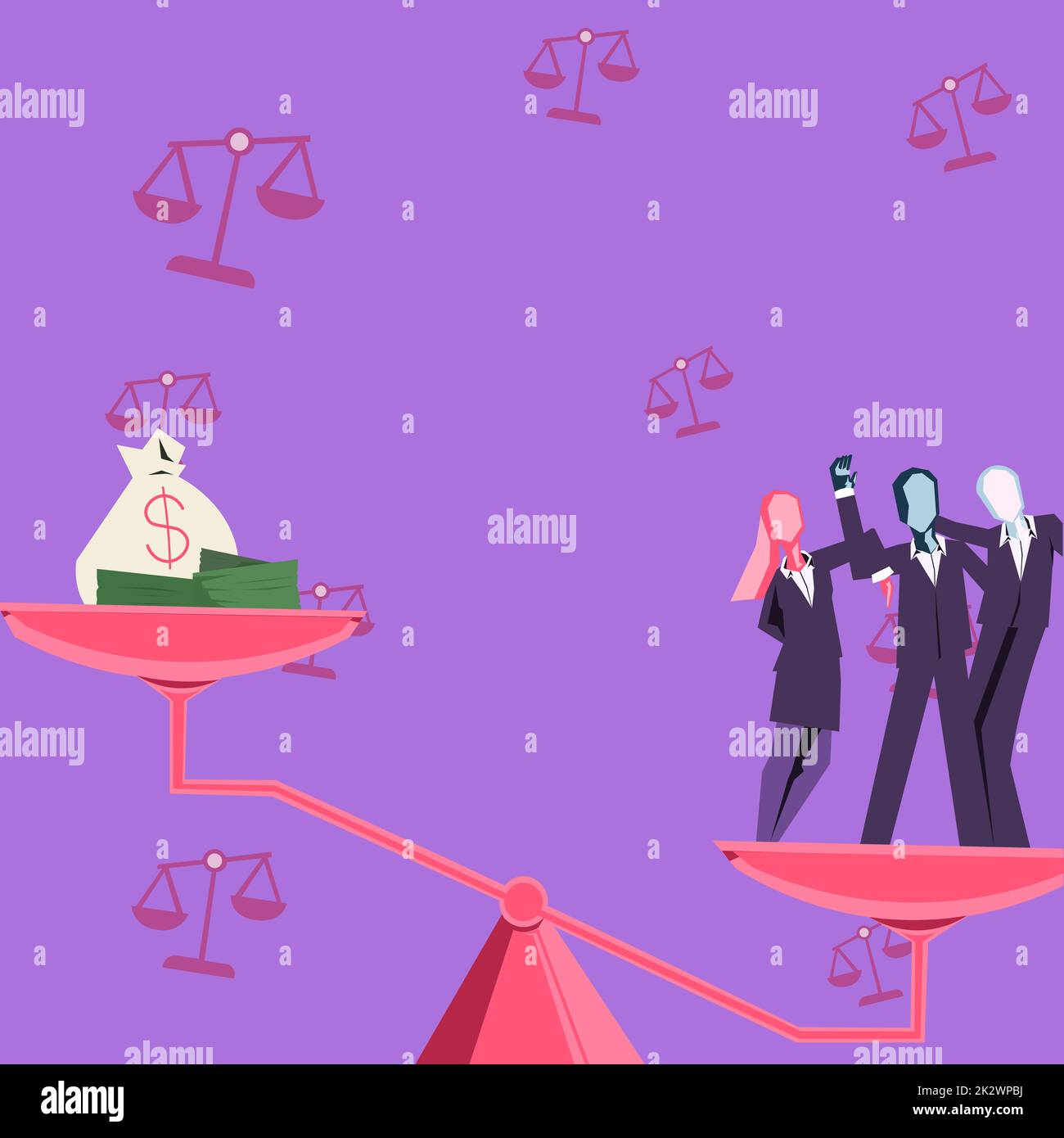 Weight scale presenting workers value over money. Colleagues achieving ...