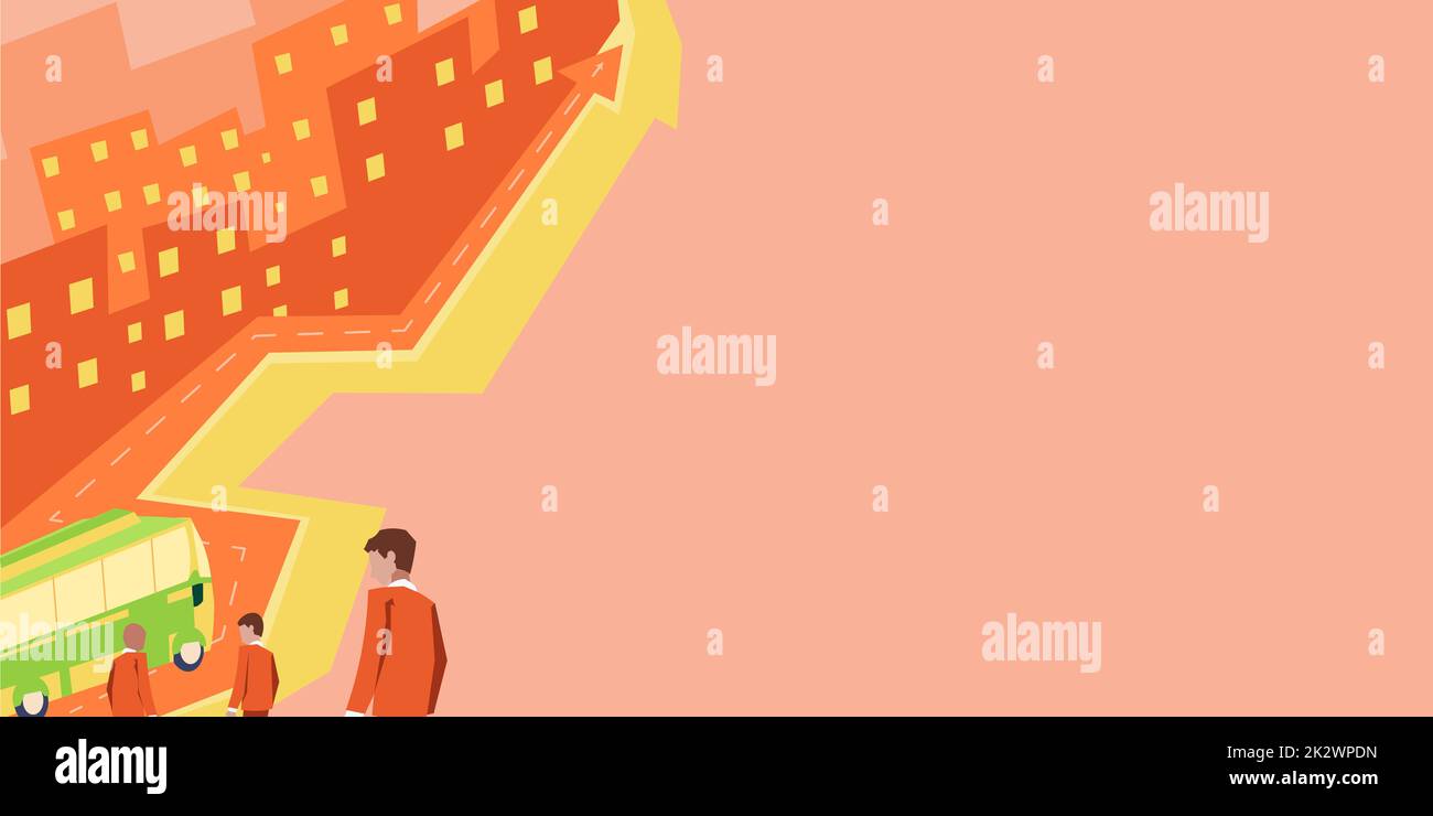 Teamwork for success. Bus business retreat trip for working ...