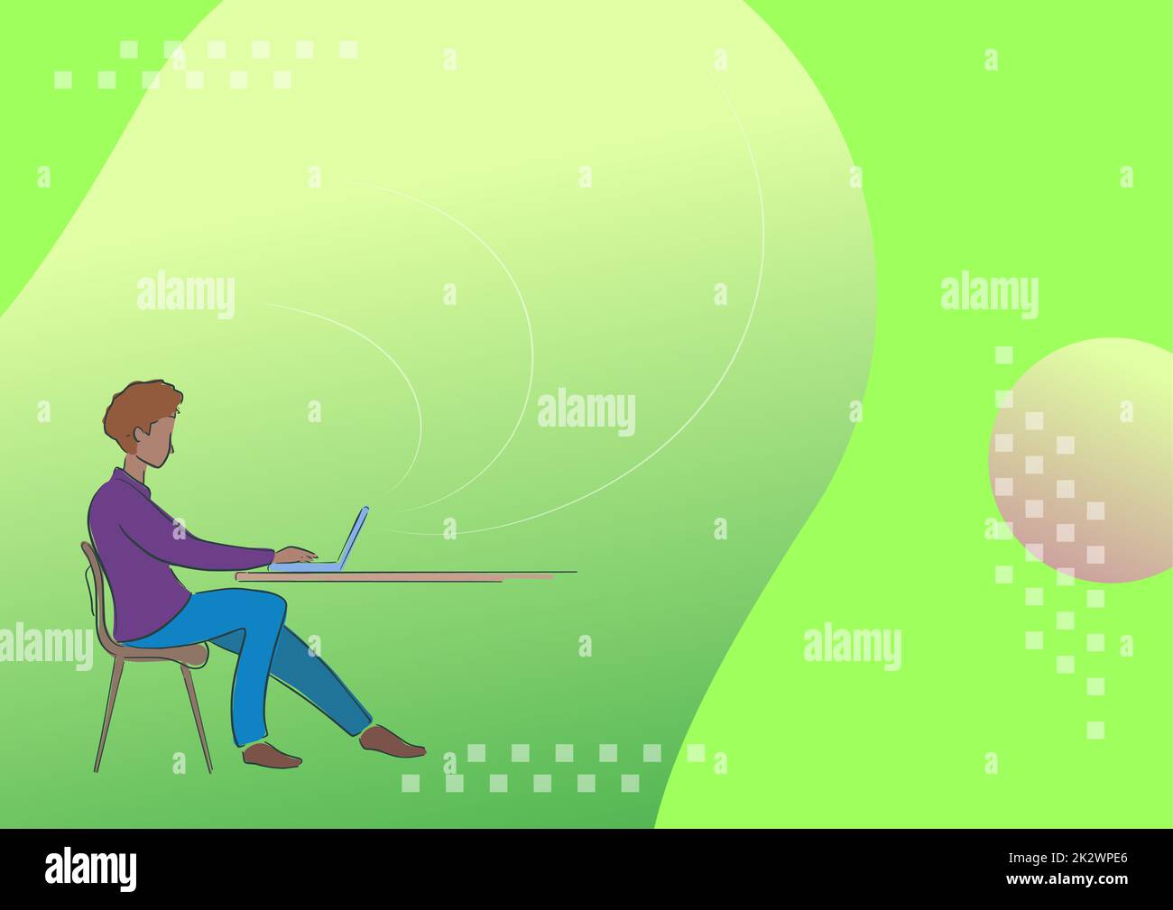 Person sitting desk using computer working towards reaching goals ...