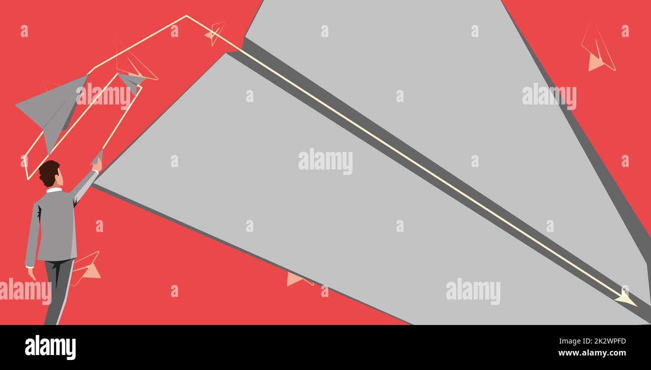 Man in suit sending paper airplane flying symbolizing creative thinking ...