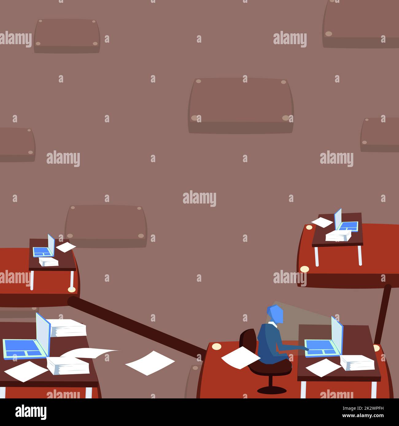 Team leader communicates virtually through computer. Male working over ...