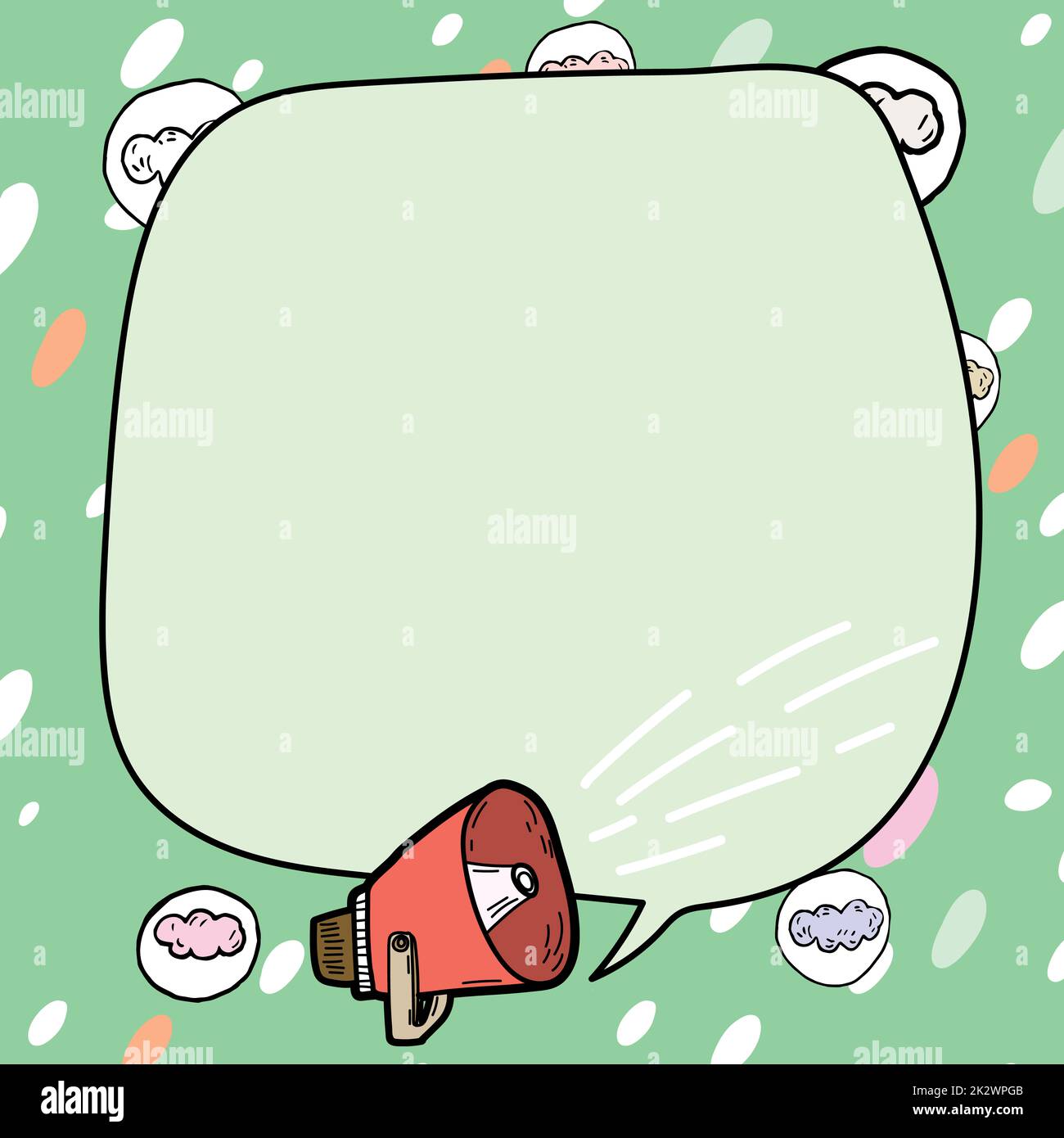 Poster decorated with speech symbols on edges representing speaker ...