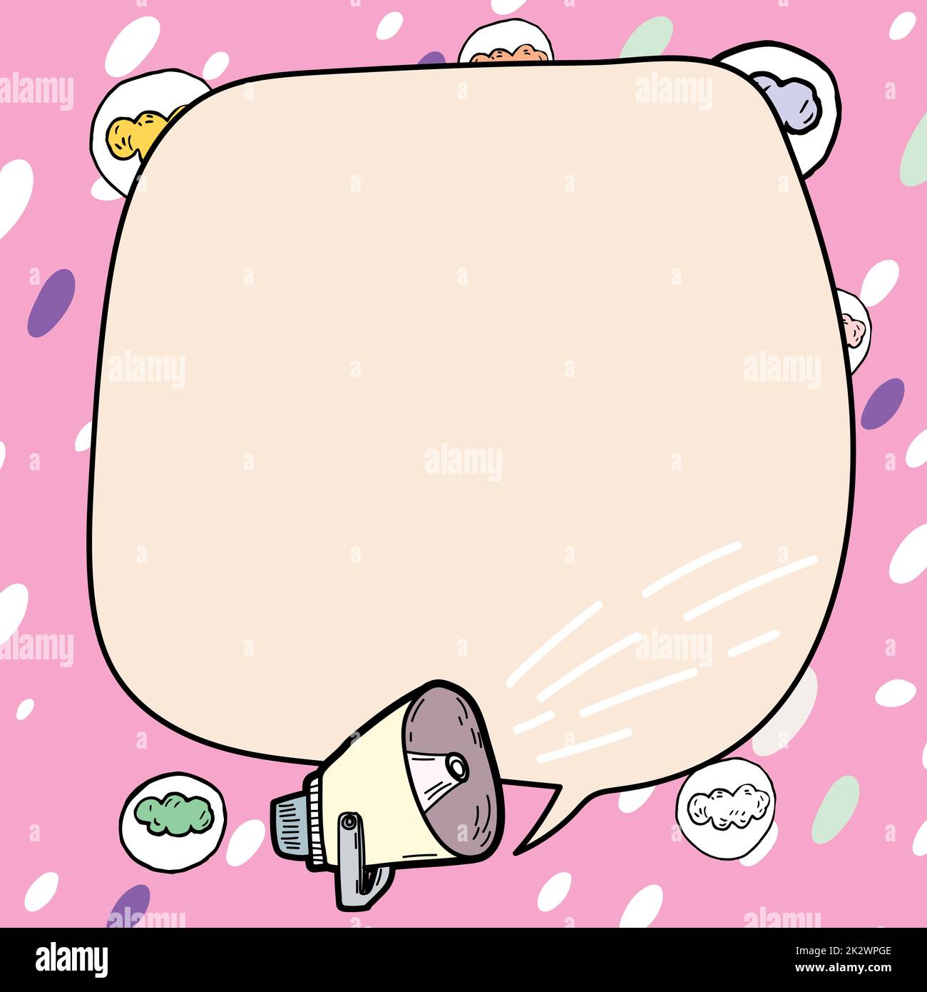 Poster decorated with speech symbols on edges representing speaker ...