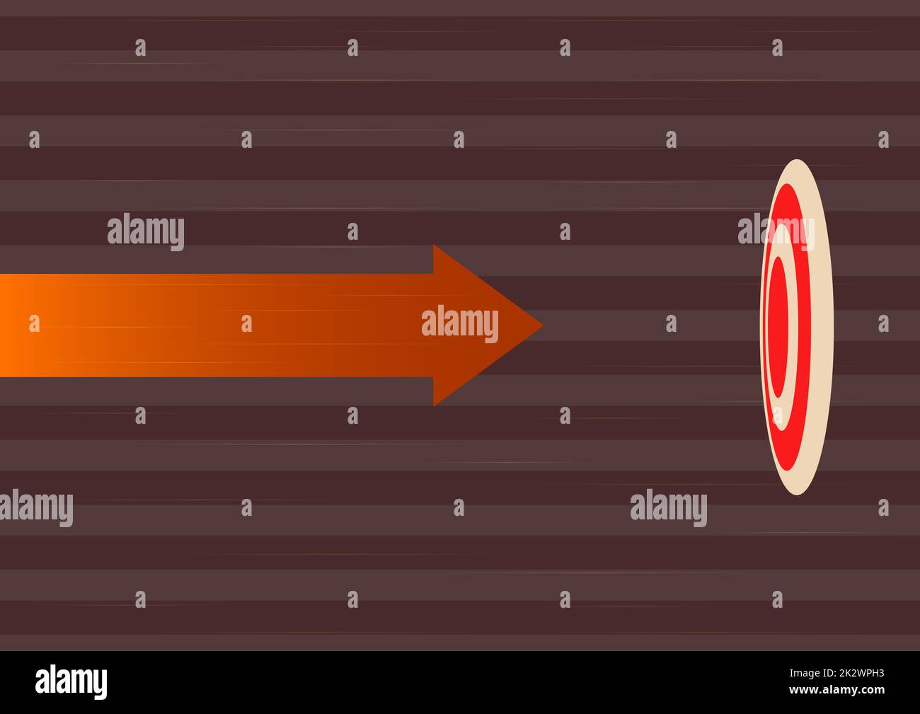 Arrow moving quickly towards aim target representing achieving goal ...