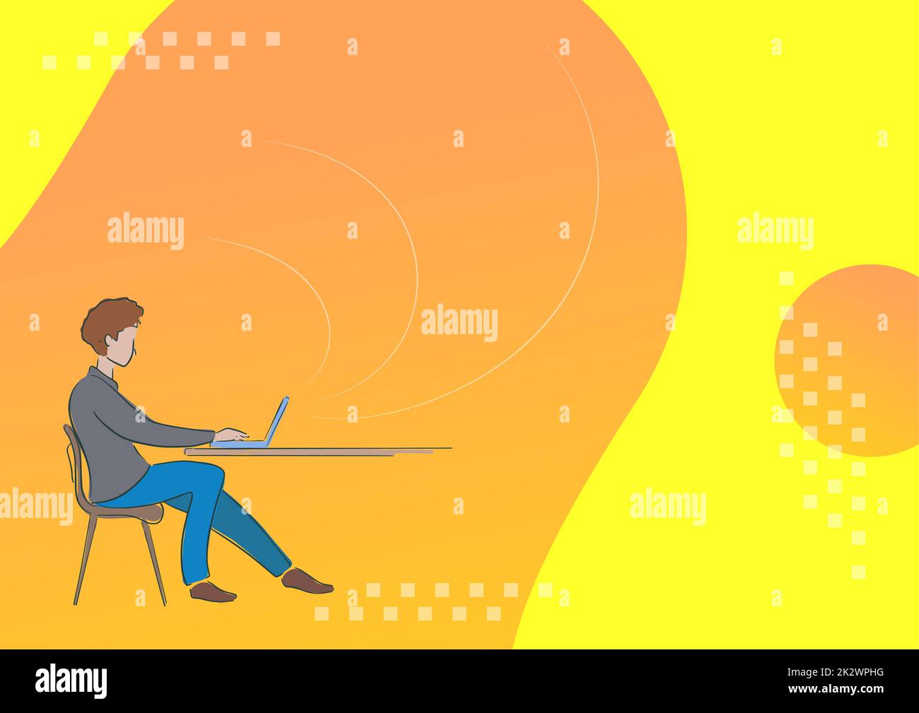 Person sitting desk using computer working towards reaching goals ...