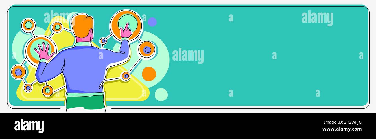 Businessman in suit manipulating circular chart representing strategy ...