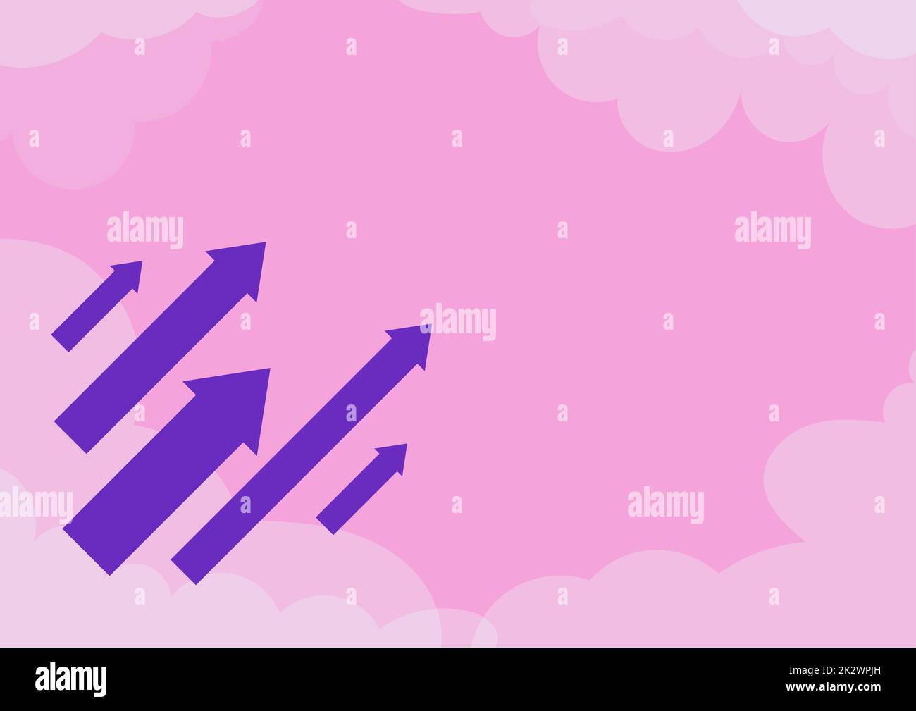 Arrows moving quickly towards sky surrounded with clouds representing ...