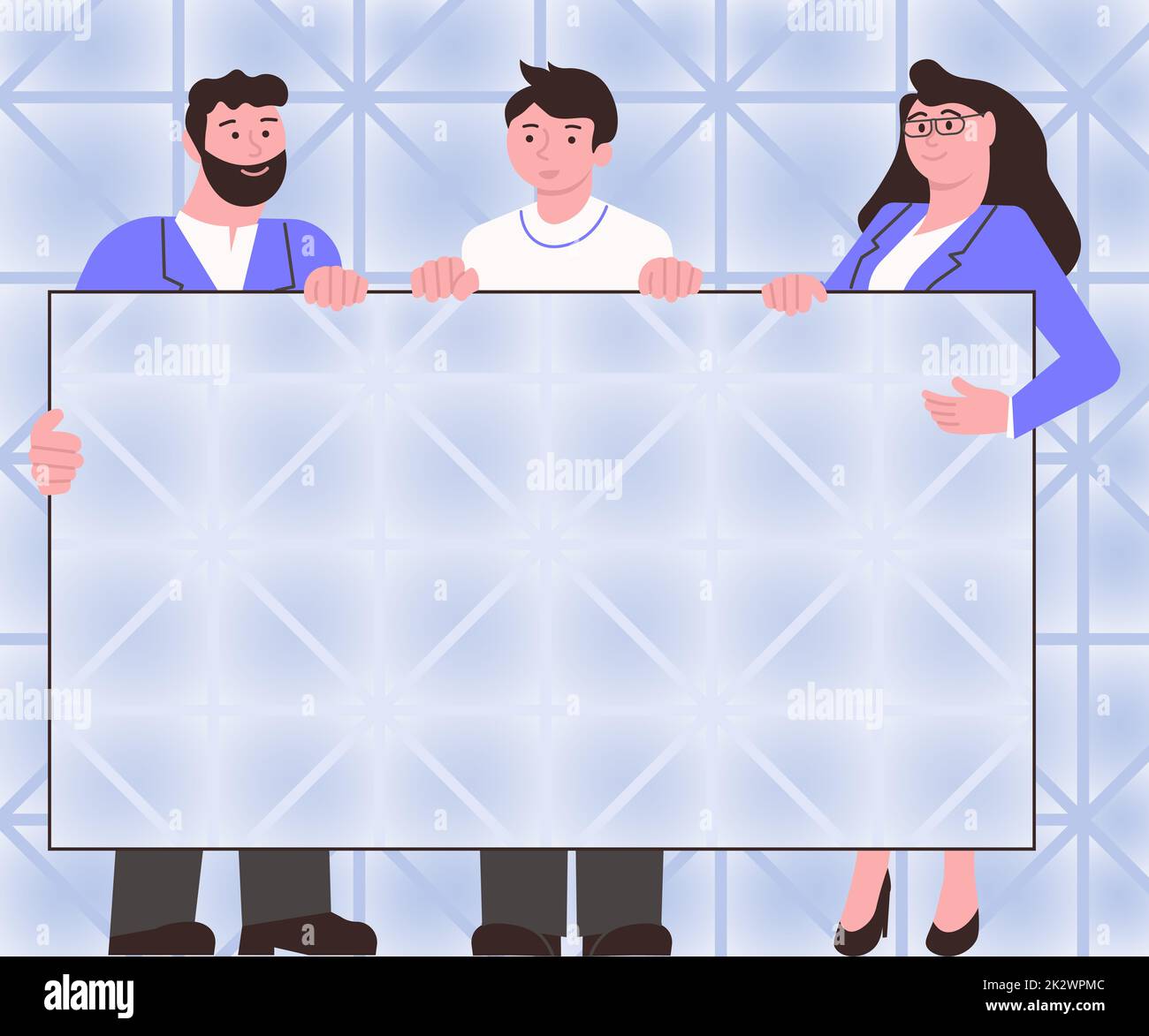 Three Colleagues Holding Presentation Board Showing New Ideas Achieving ...