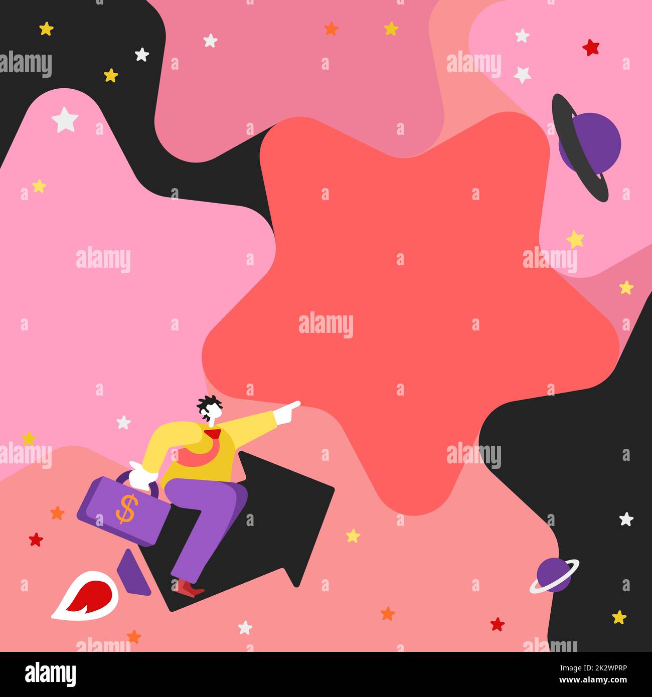 Gentleman Sitting Arrow Pointing Finger Star Representing Financial ...