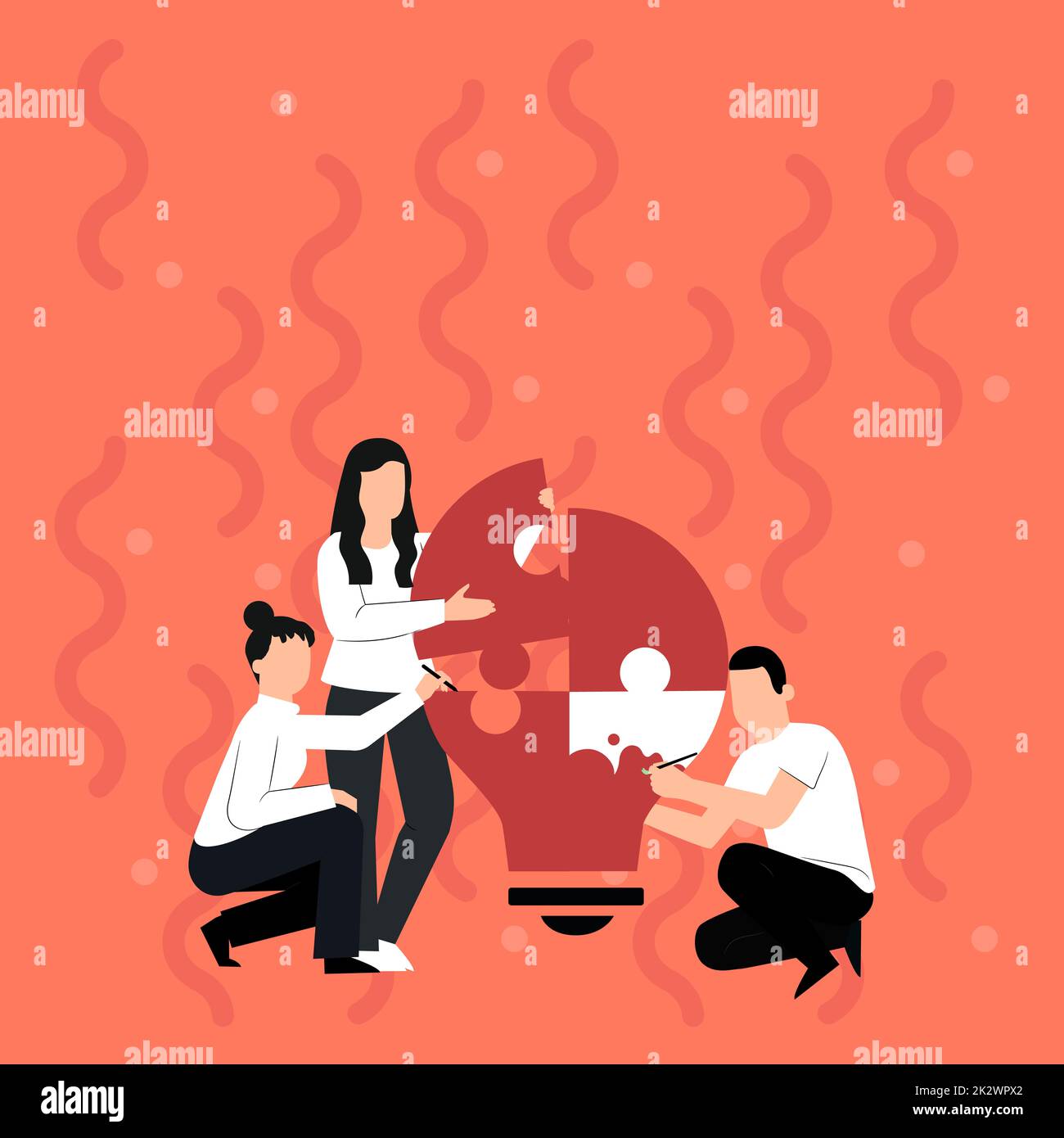 Group Of People Drawing Helping Each Other Building Large Light Bulb ...