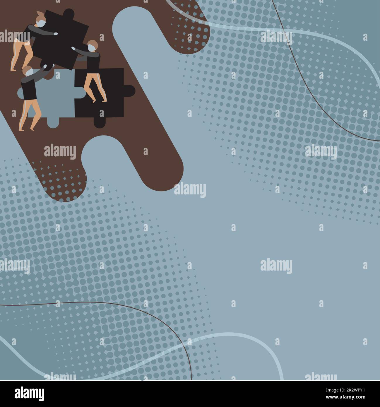 Illustration Of Team Holding Jigsaw Puzzle Pieces Helping Each Others ...