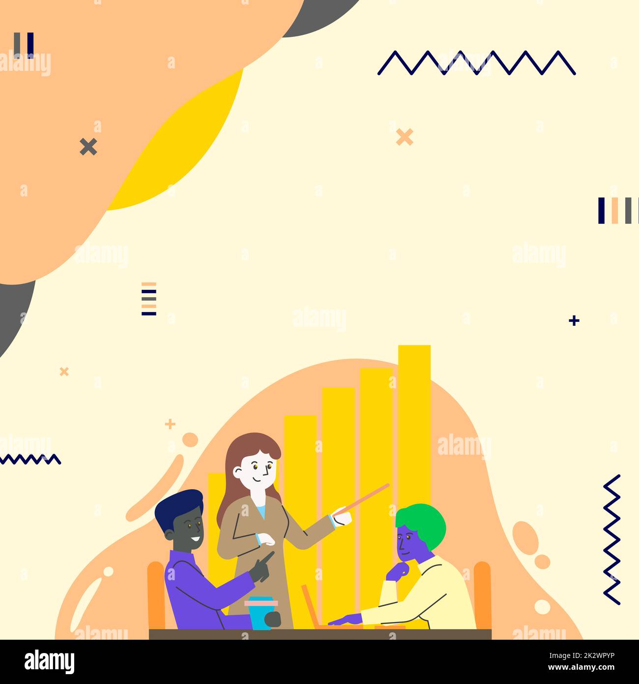 Lady Drawing Explaining To Her Teammate Process Steps. Woman Showing ...