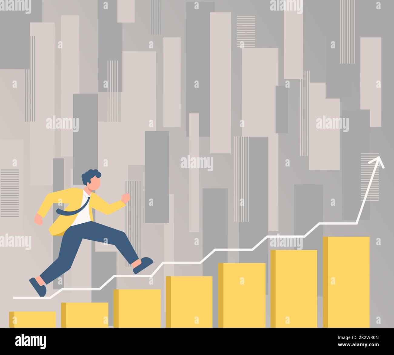 Gentleman In Suit Climbing Staris Running Forward Success Reaching ...