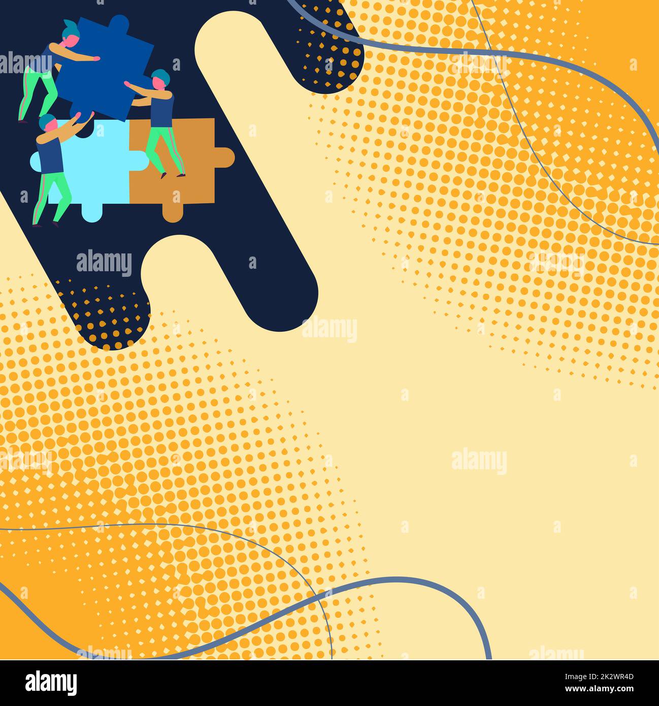 Illustration Of Team Holding Jigsaw Puzzle Pieces Helping Each Others ...