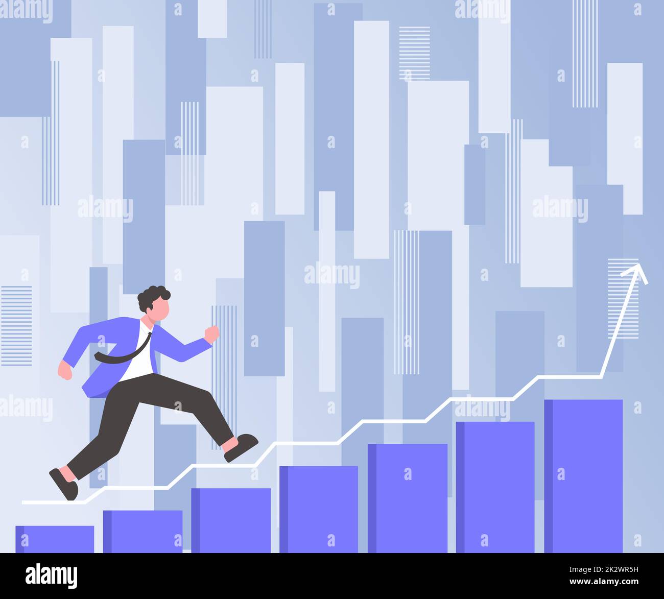 Gentleman In Suit Climbing Staris Running Forward Success Reaching ...