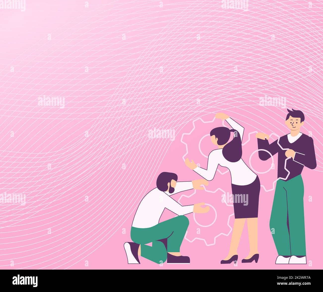 Illustration Of A Group Holding Spur Gear Helping Each For Their Work ...