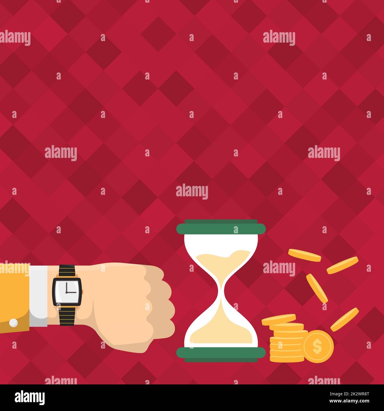 Businessman Using Wristwatch Around Hand Showing Hourglass Indicating ...