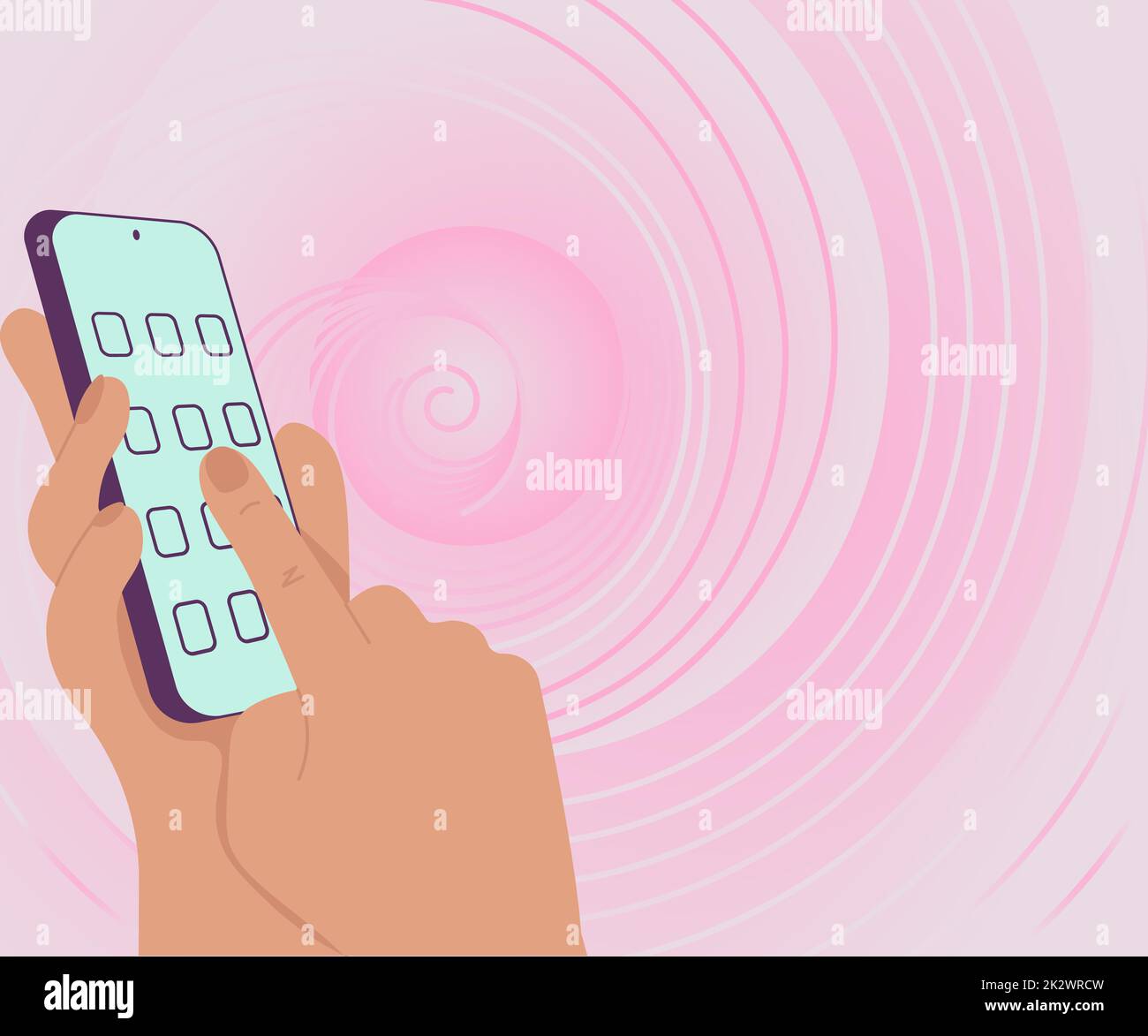 Hands Holding Mobile Phone Pressing Application Button. Palms Hold ...