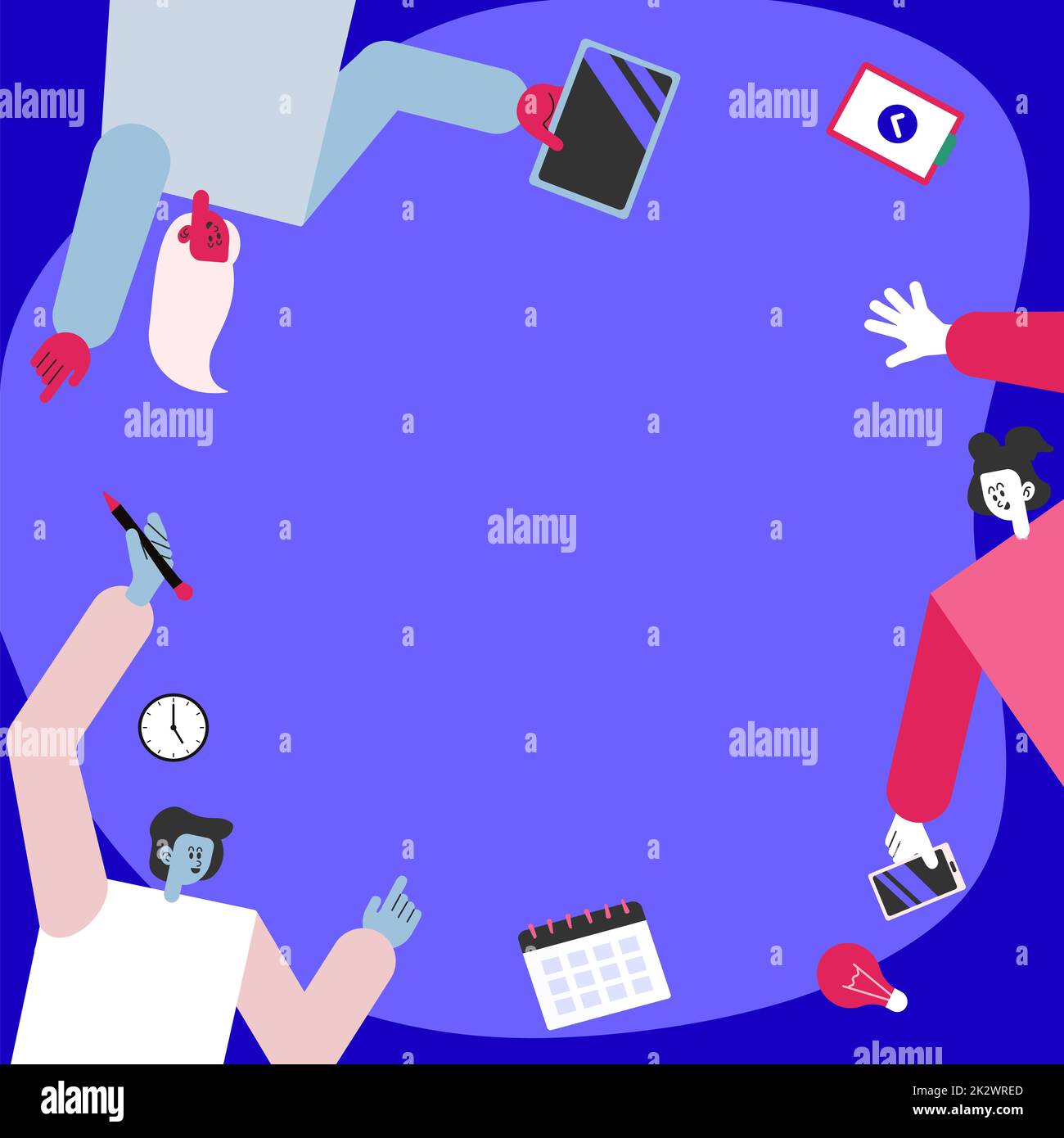 Three Colleagues Carrying S Decorating Mobile Application Defining ...