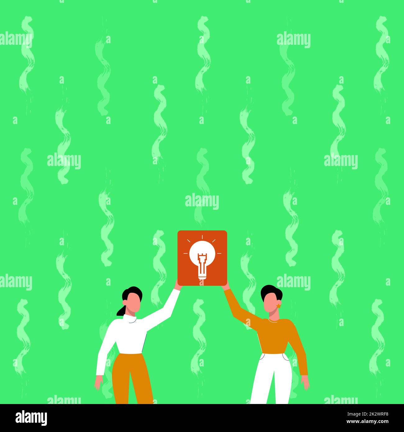 Two Colleagues Holding Lamp Presenting New Achievement Reached ...