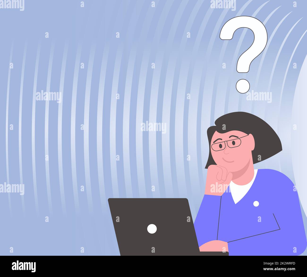 Lady Drawing Brainstorming New Solutions Surrounded With Question Marks ...