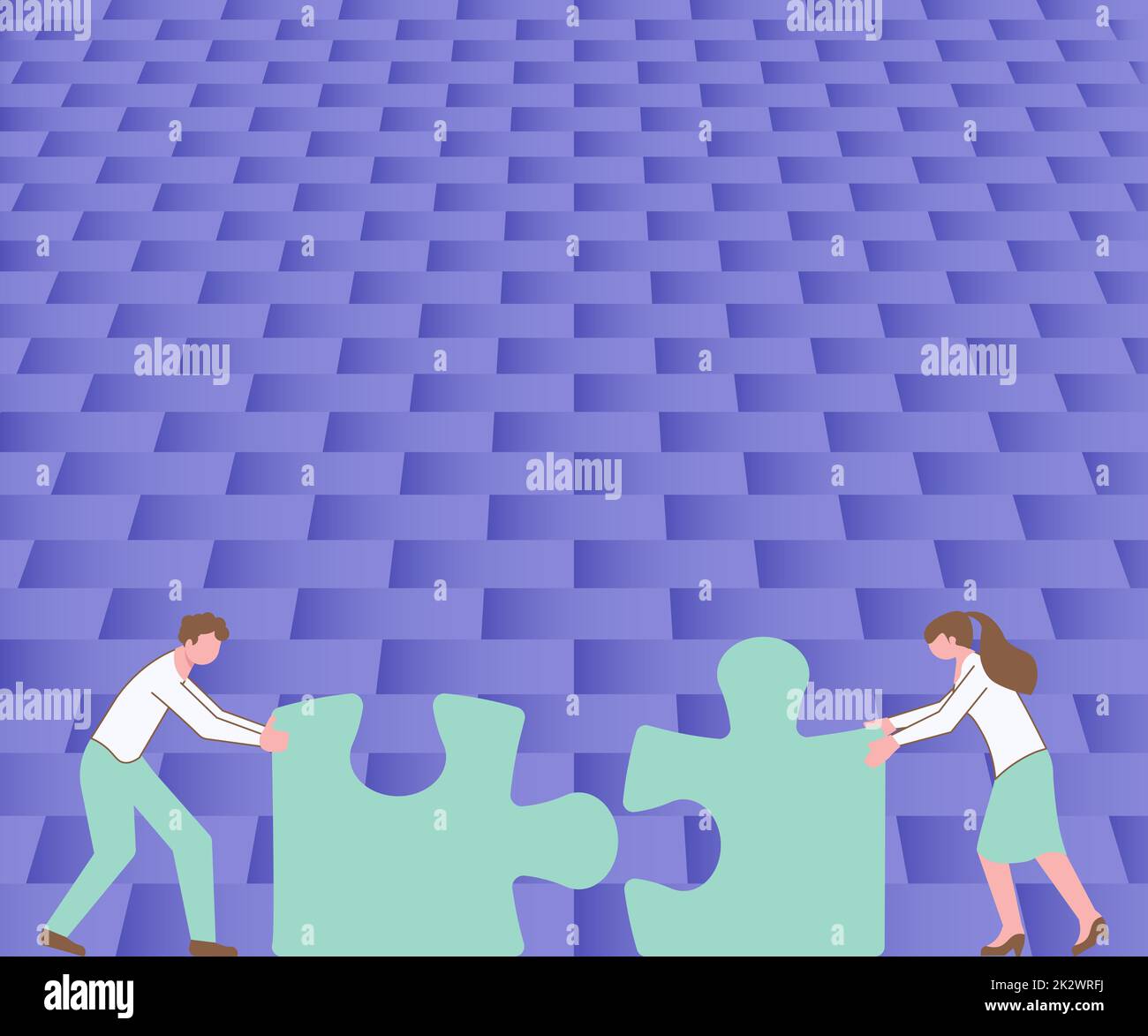 Colleagues Conencting Two Pieces Of Jigsaw Puzzle Together Showing ...