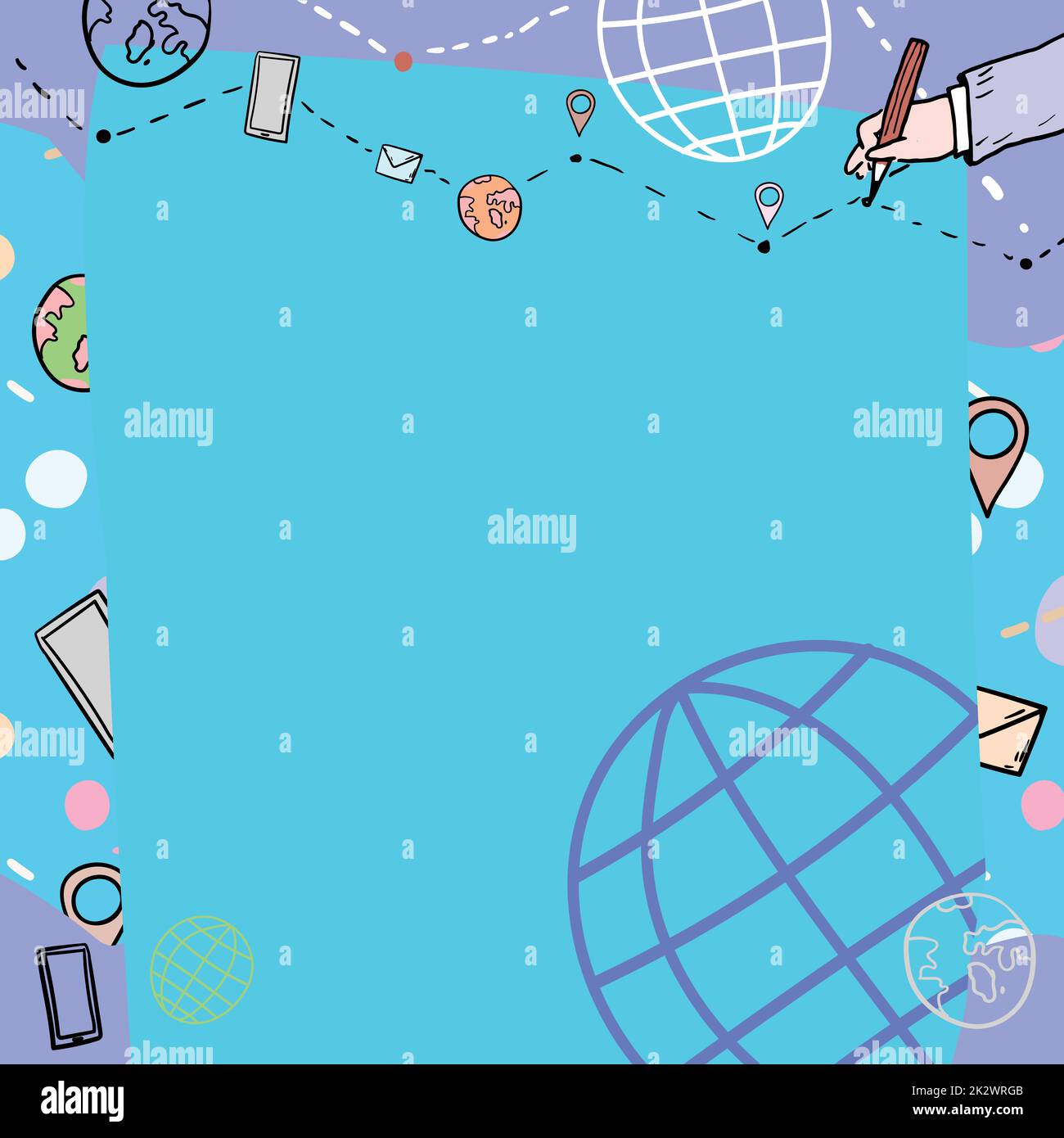 Plain Whiteboard With Hand Drawing Guide Line For Steps Over World ...