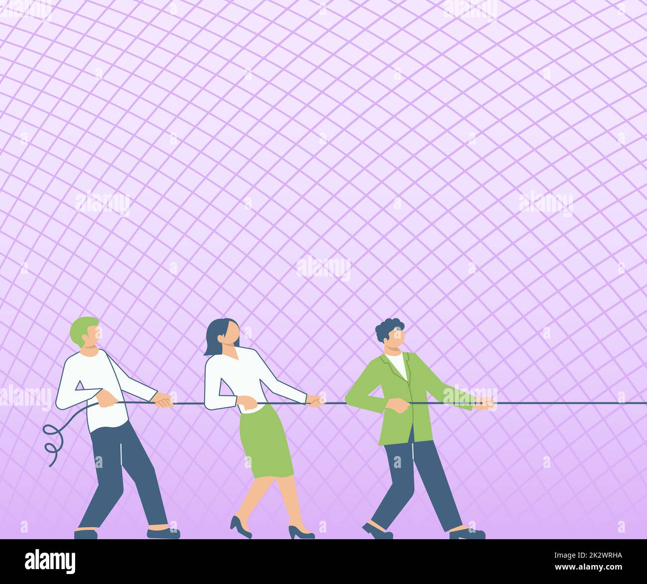 Three Colleagues Pulling Rope Together Presenting Teamwork Success ...