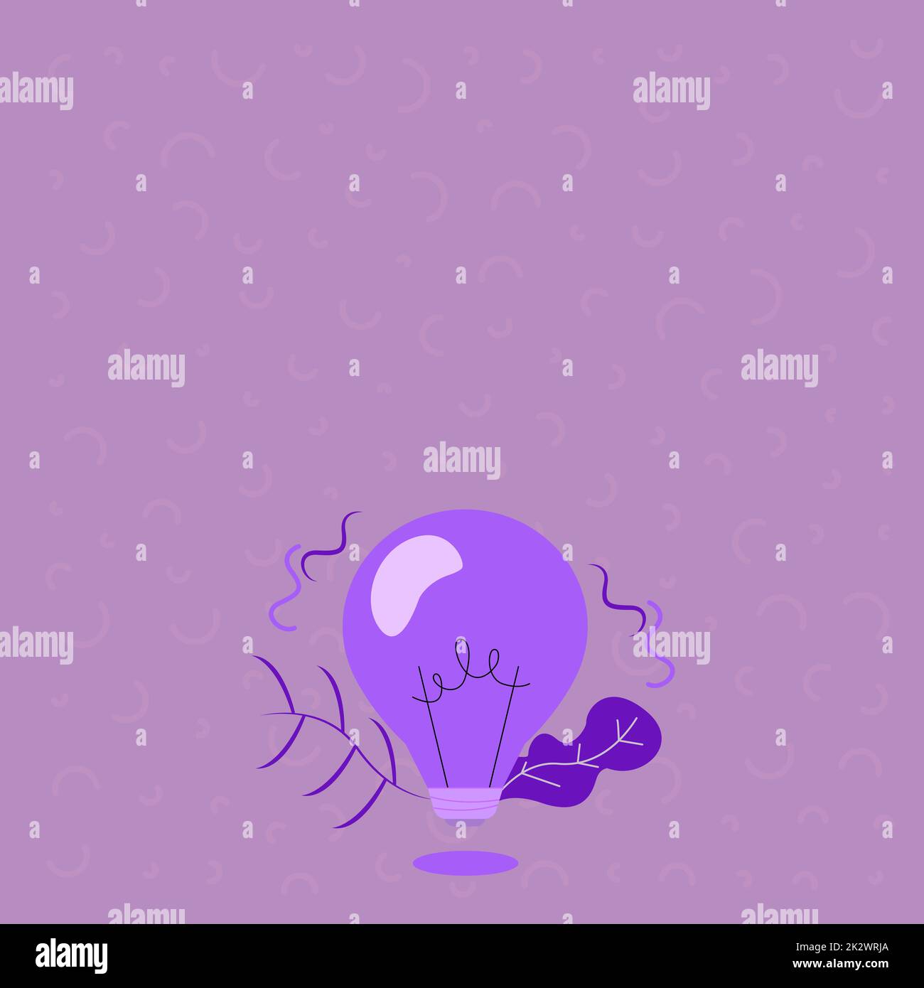 Illuminated Light Bulb Drawing With Plants Shell Showing Technology ...