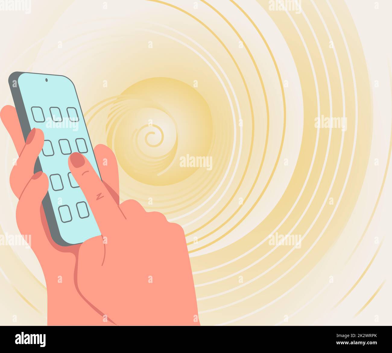 Hands Holding Mobile Phone Pressing Application Button. Palms Hold ...