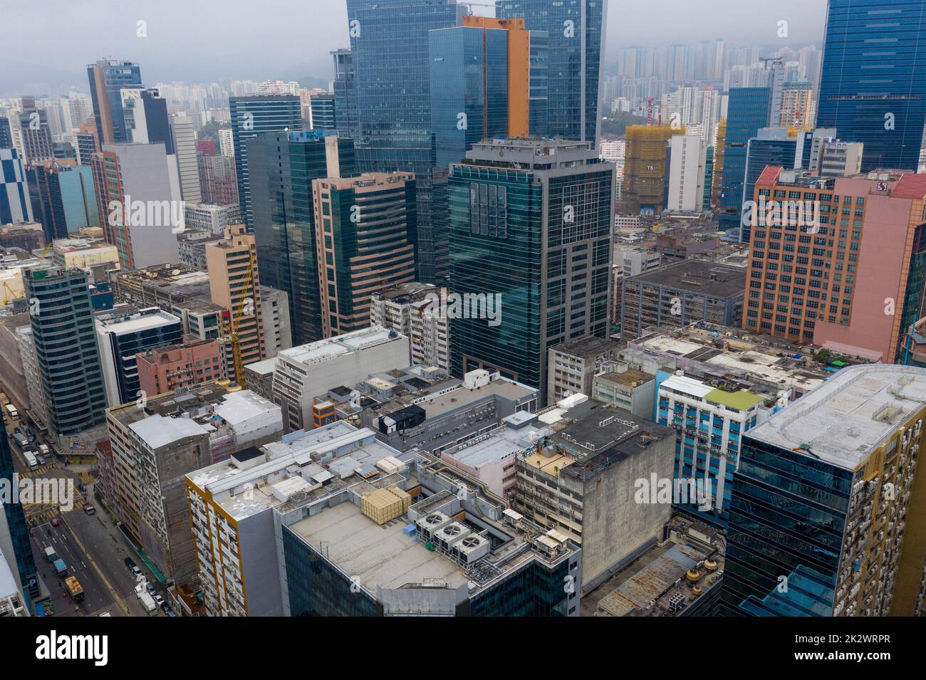 Kwun Tong, Hong Kong 27 February 2019: Top view of Hong Kong city Stock ...