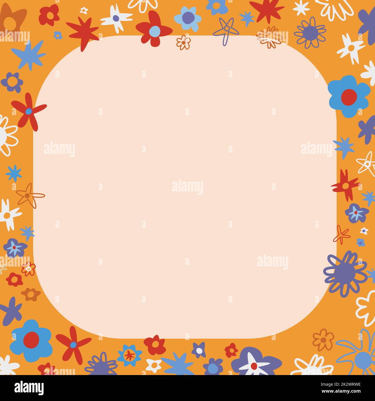 Blank Frame Decorated With Colorful Flowers And Foliage Arranged ...