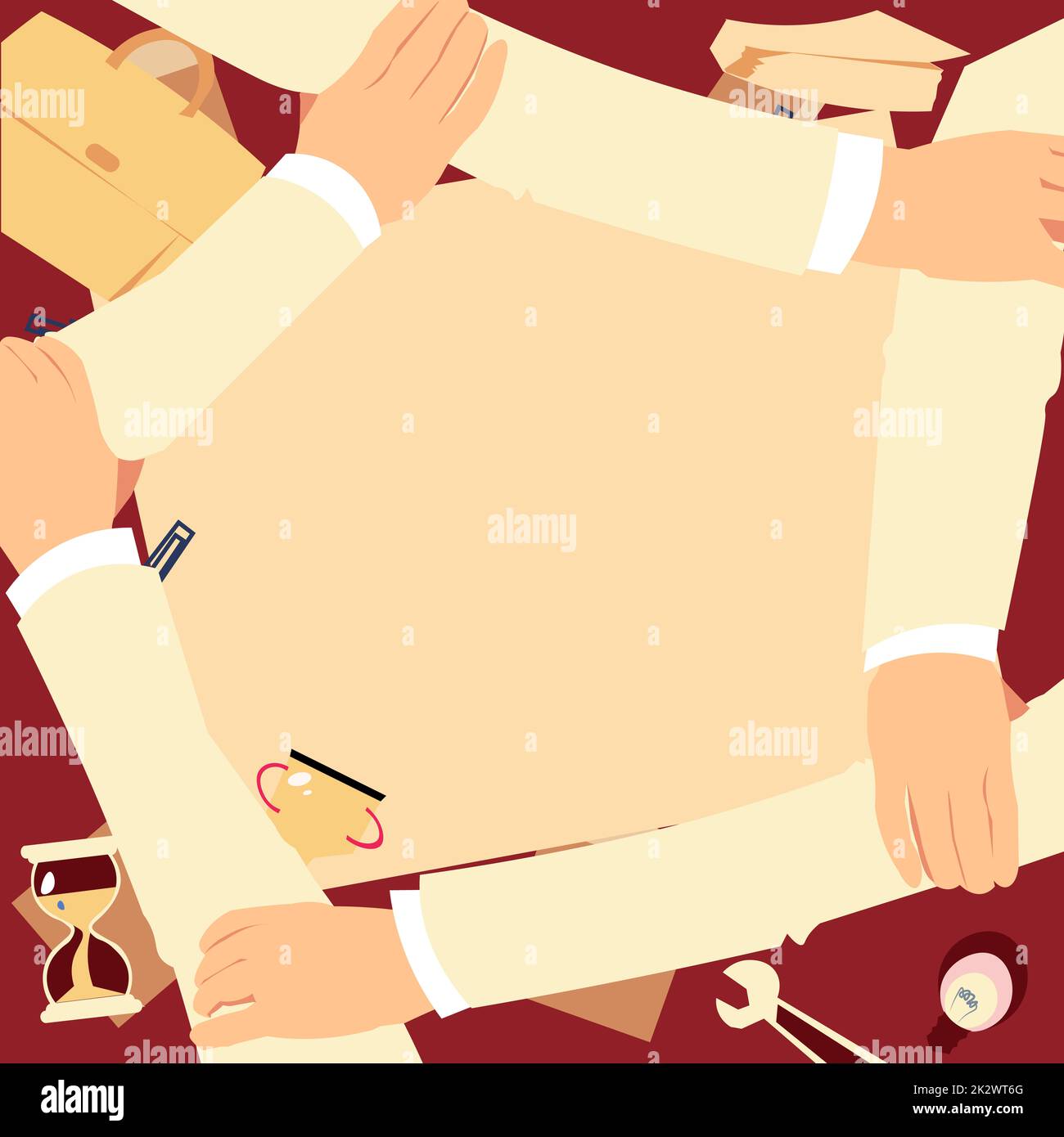 Four Hands Drawing Holding Arm Together Showing Connection Symbol ...