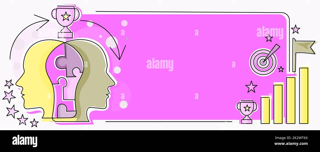 Two Heads Connected With Puzzle Showing Solving Problems And Sharing ...