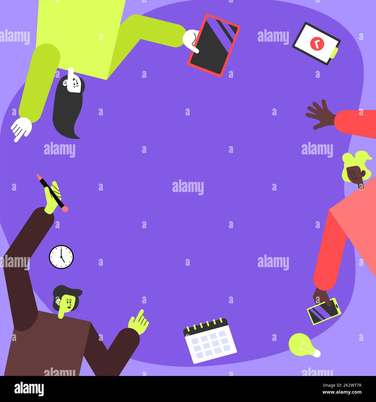 Three Colleagues Carrying S Decorating Mobile Application Defining ...