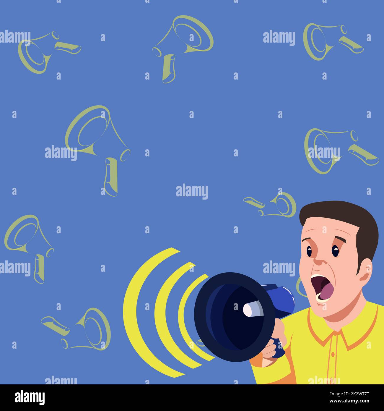 Businessman Talking Through Megaphone Making Wonderful New Announcement ...