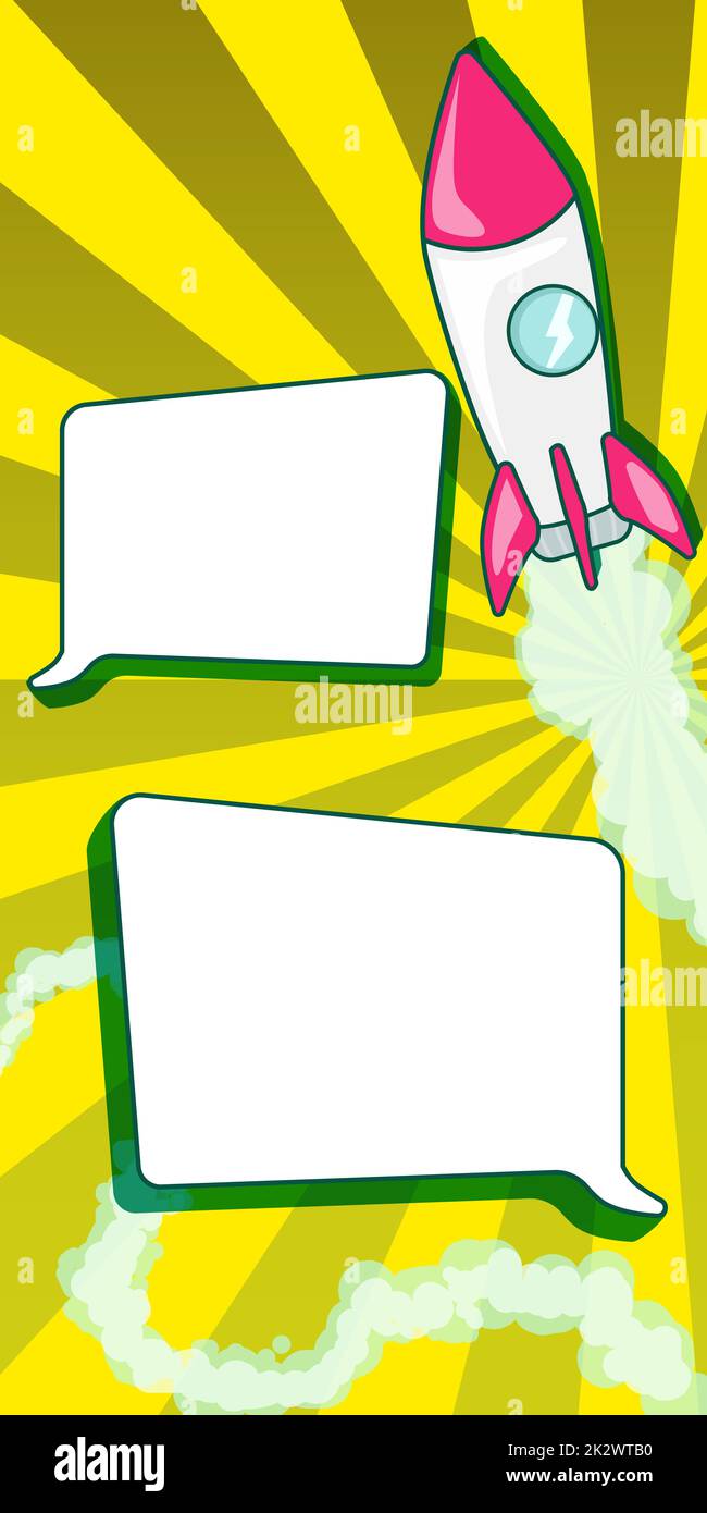 Rocket Ship Launching Fast Straight Up To The Outer Space. Spaceship ...