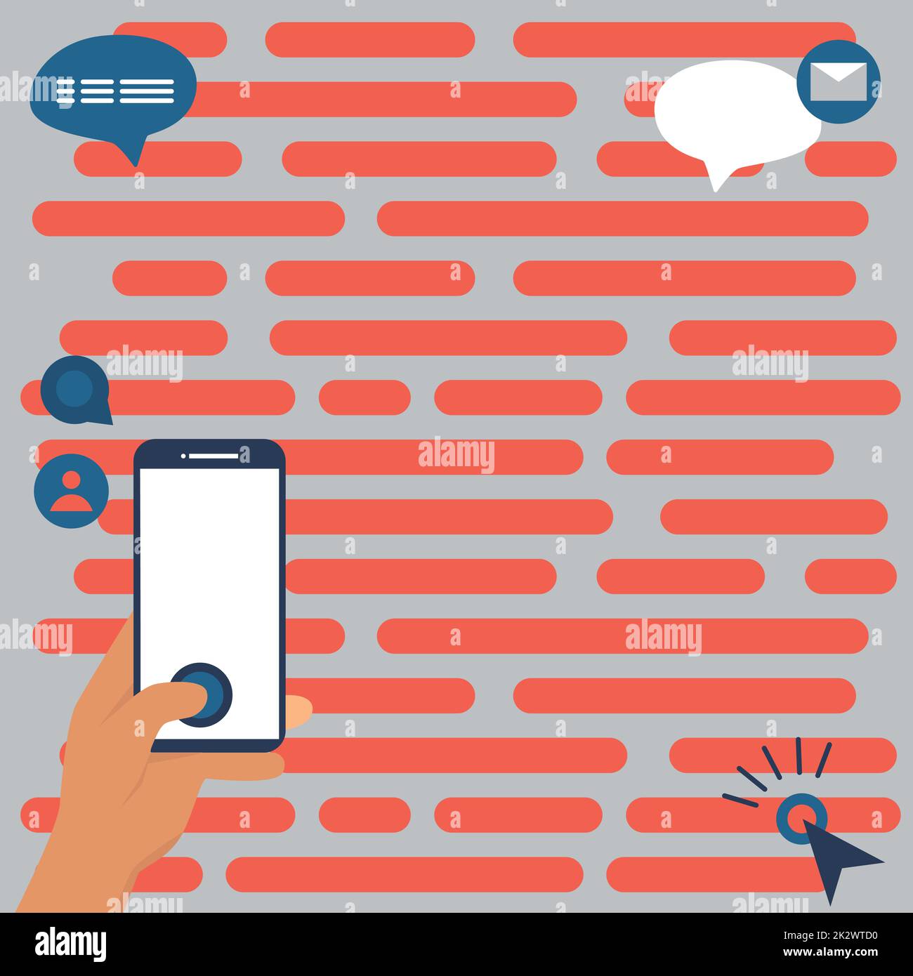 Hands Holding Mobile Phone Pressing Application Button. Palms Hold ...