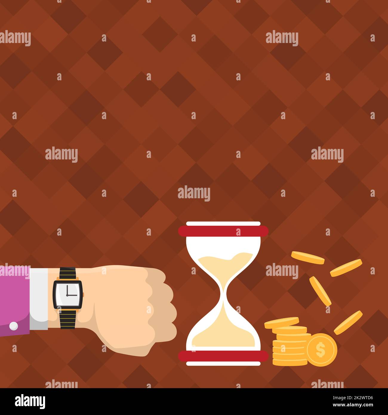 Businessman Using Wristwatch Around Hand Showing Hourglass Indicating ...