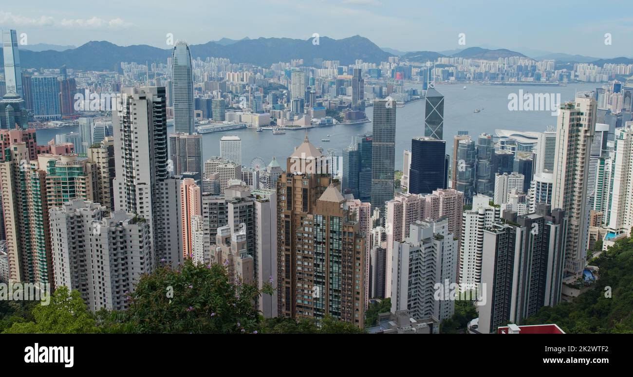 Victoria Peak, Hong Kong 30 July 2020: Hong Kong city skyline Stock ...