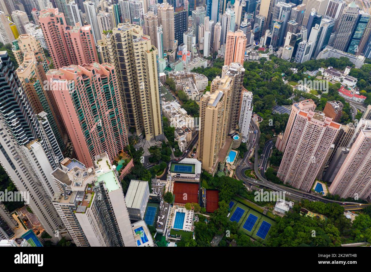 Central, Hong Kong 30 July 2020: Top view of Hong Kong city Stock Photo ...