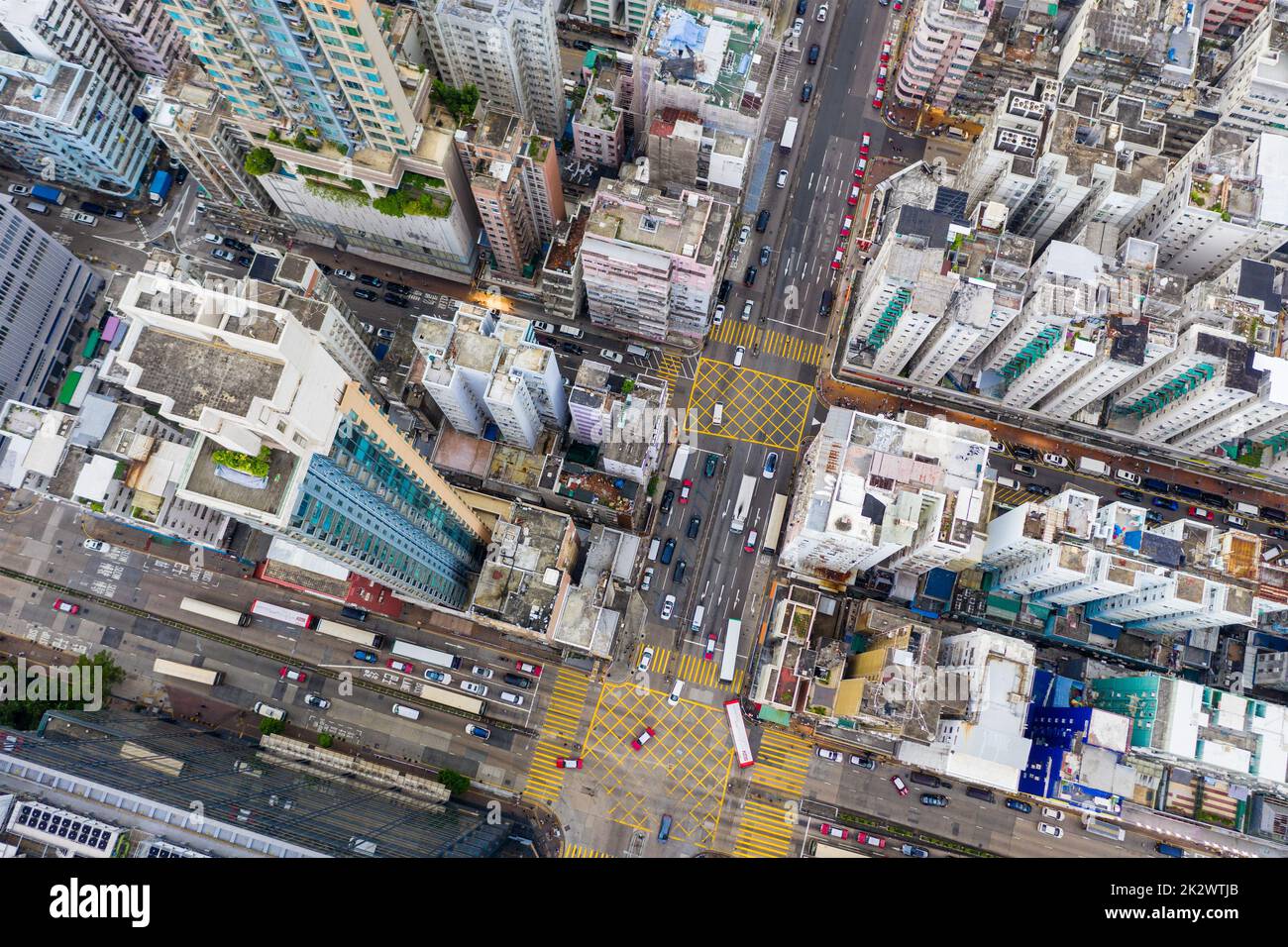 Top view hong kong intersection hi-res stock photography and images - Alamy